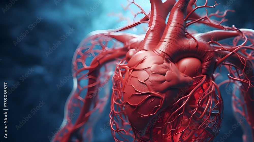 medical organ anatomy with heart and blood vessel in human body, 3d ...