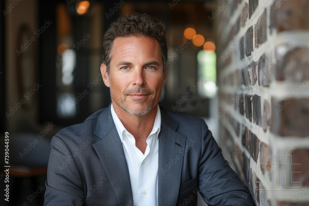 Distinguished Male Real Estate Agent in Urban Office A seasoned male ...