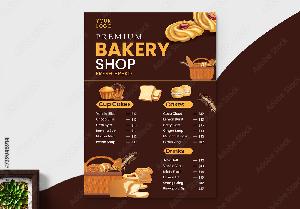 Bakery Menu Flyer Layout Stock Template | Adobe Stock