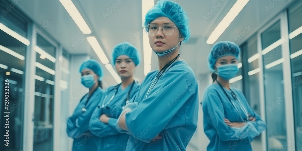 Medical doctor ER team, surgeon and anesthetist on medical clinic room ...