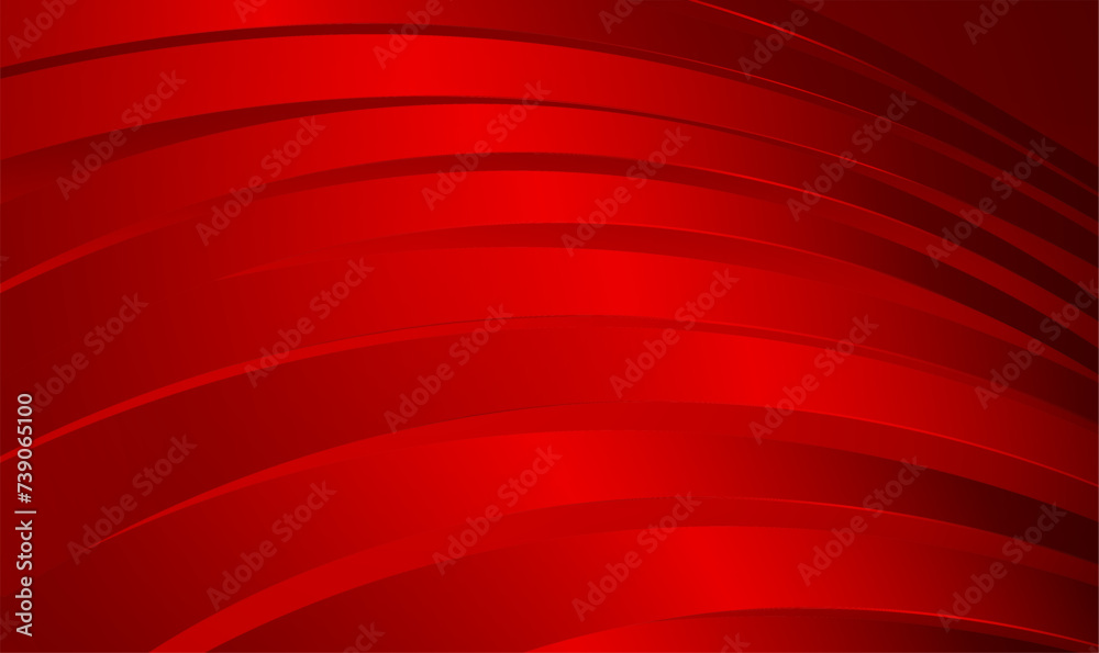 Abstract red background with 3d curvy stripes. Wavy red ribbons ...