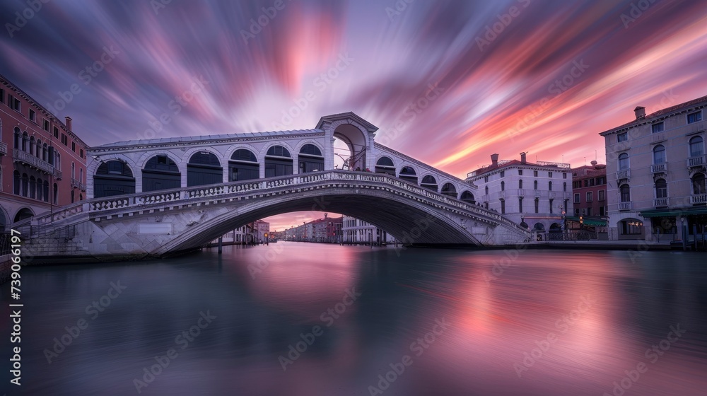 Twilight Serenity Dramatic Long Exposure Photograph of a Modern Bridge ...