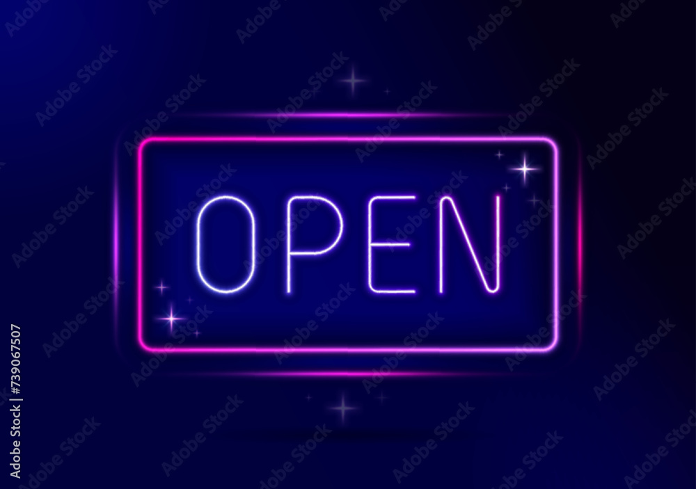 neon line light illustration effect of OPEN Sign board with Sparks and ...