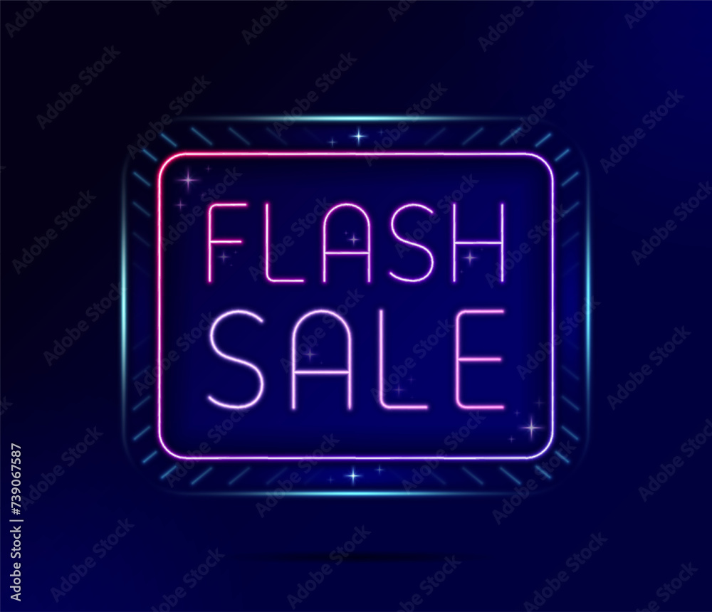 neon line light illustration effect of FLASH SALE Sign board with ...