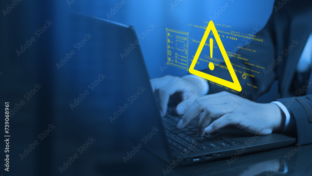 System hacked warnings alert Cyber attacks on a computer network ...