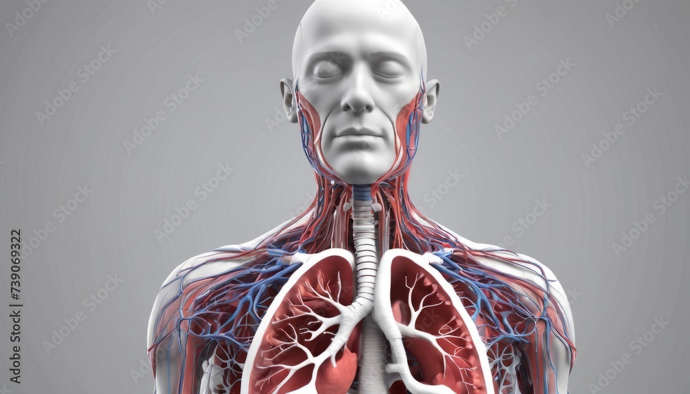 Anatomy of a human torso with visible muscles and internal organs Stock ...