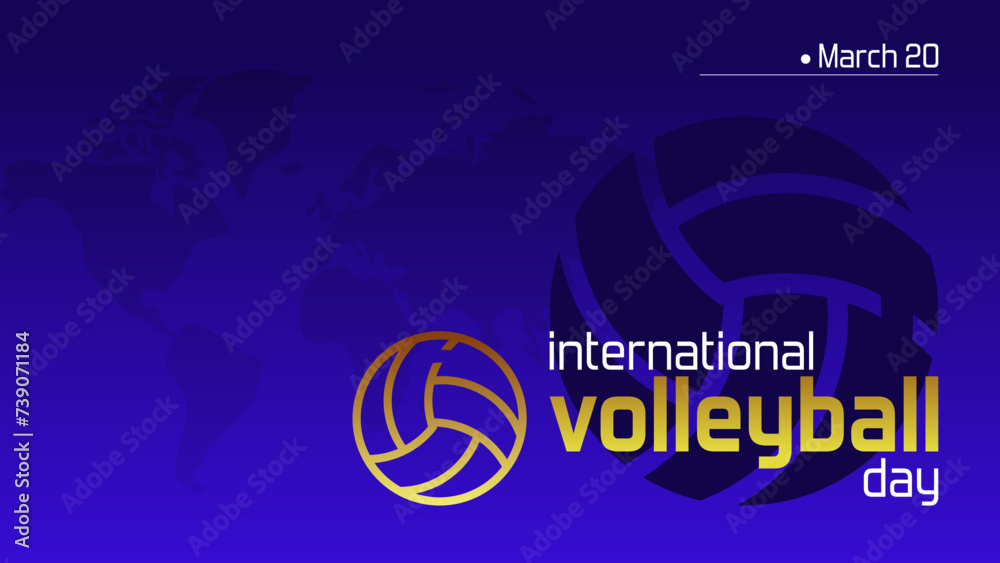 International volleyball day background template with world map, volley ...