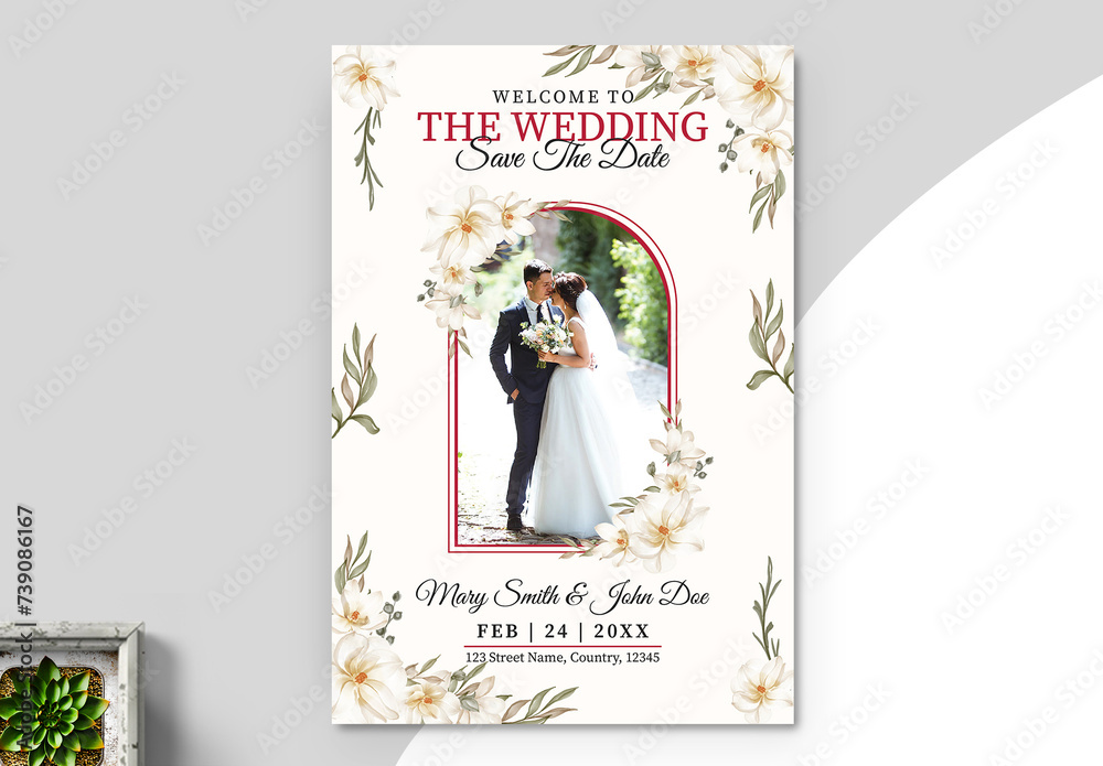 Wedding Photo Card Layout Flyer Stock Template | Adobe Stock