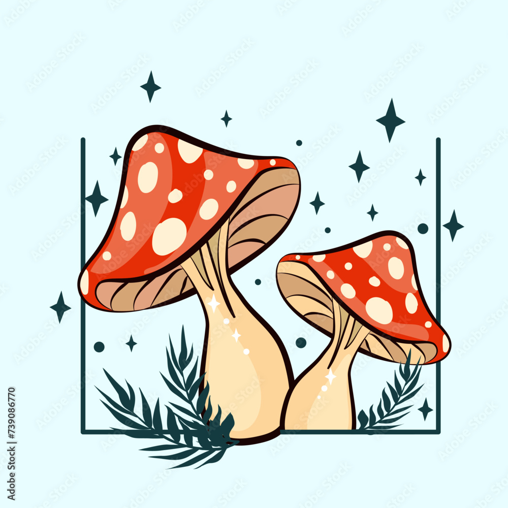 Magical fly agaric illustration printable illustration. Esoteric theme ...