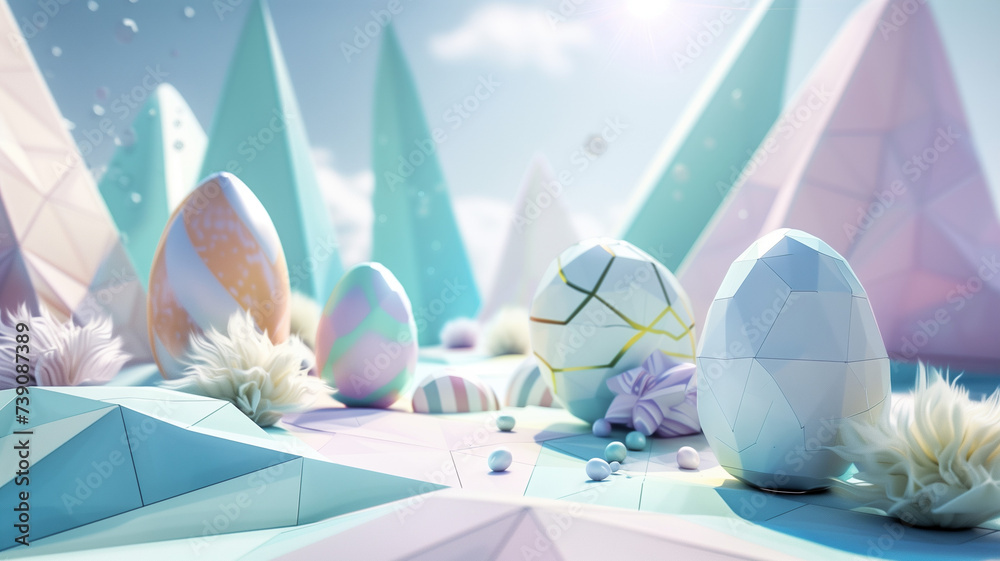 Modern Easter background of easter eggs and geometric shapes Stock ...