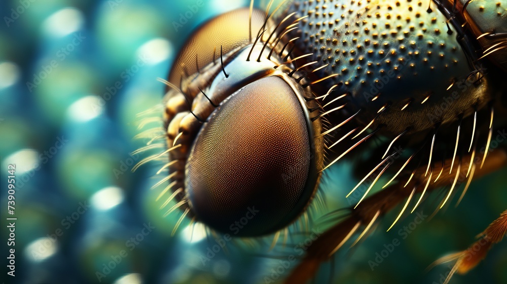 An extreme sharp and detailed microscopic close up of the compound eye ...