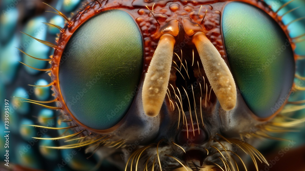 An extreme sharp and detailed microscopic close up of the compound eye ...