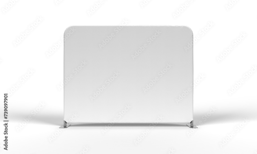 Exhibition Wall Banner Cloth Straight Display Stand white isolated on a ...
