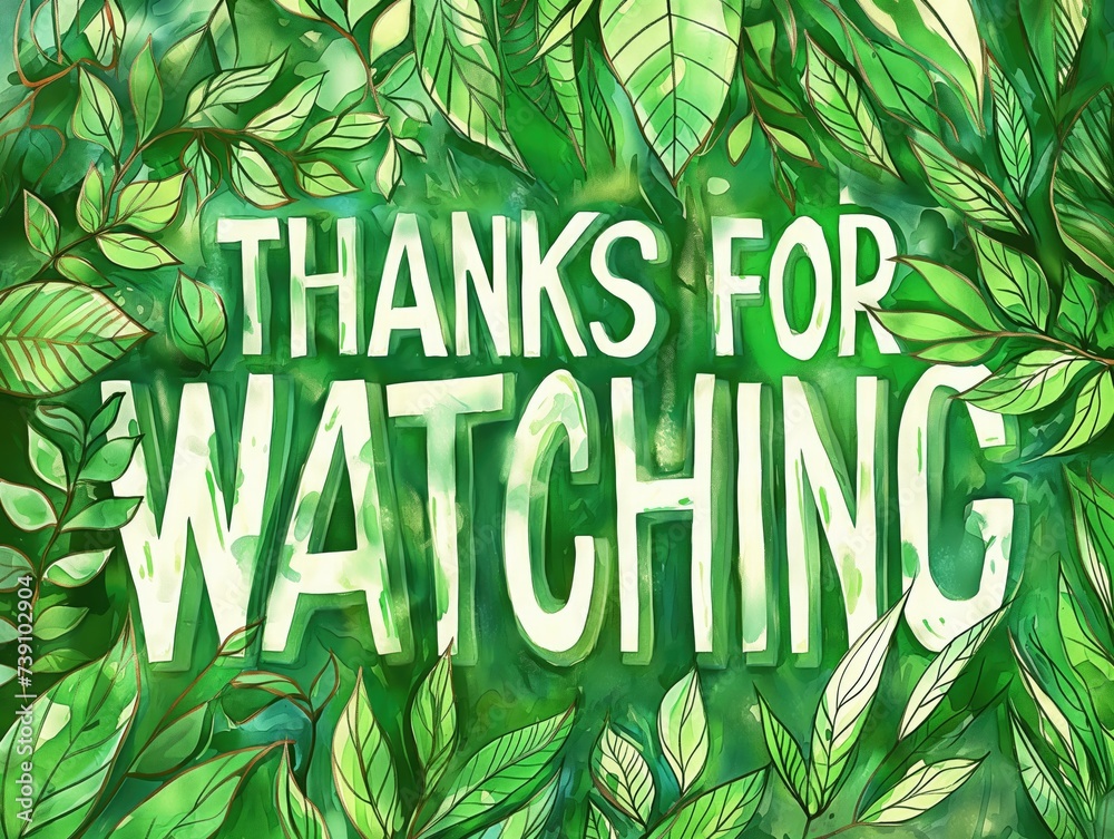 "THANKS FOR WATCHING" on green background, Generative AI Stock ...