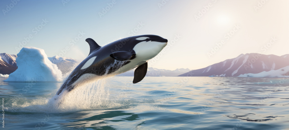 World Oceans Day Save Environment Concept, orca wales jumping out of ...