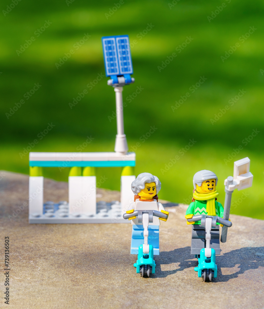 Lego minifigures seniors riding electric scooters taking a selfie ...
