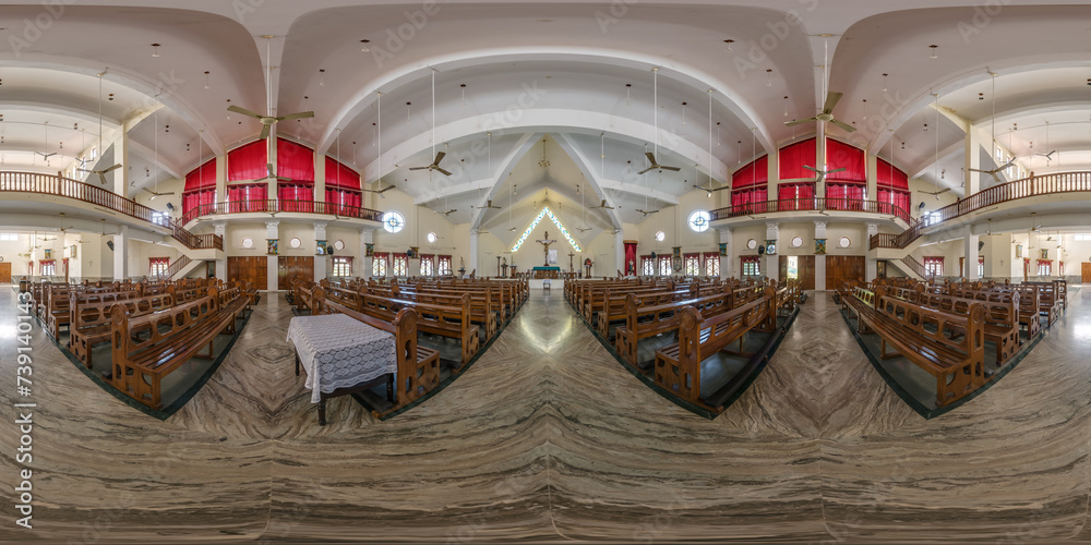 hdri 360 panorama inside empty modern catholic church in goa india in ...