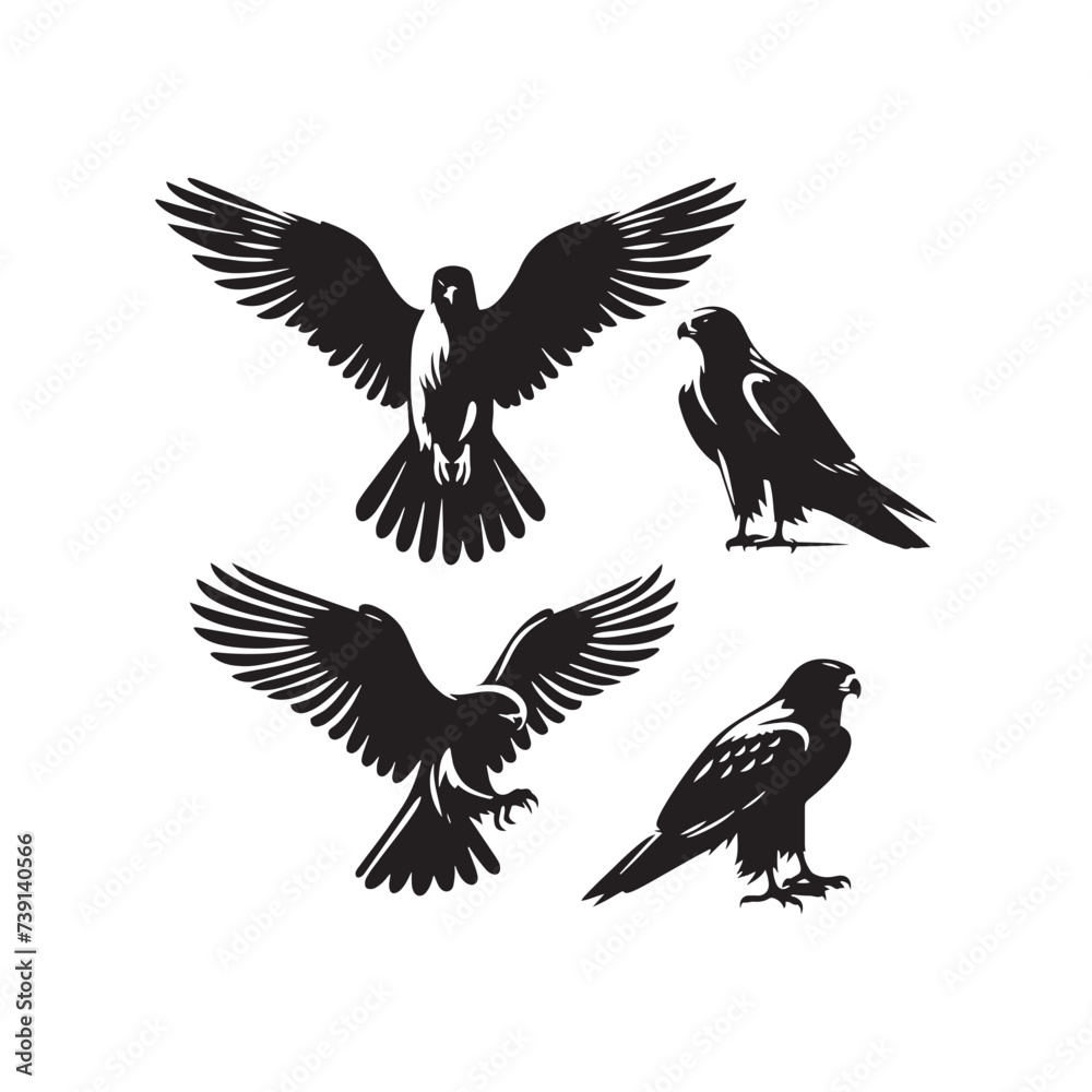 Midnight Rapture: Falcon Silhouette Enveloped in Night's Embrace ...