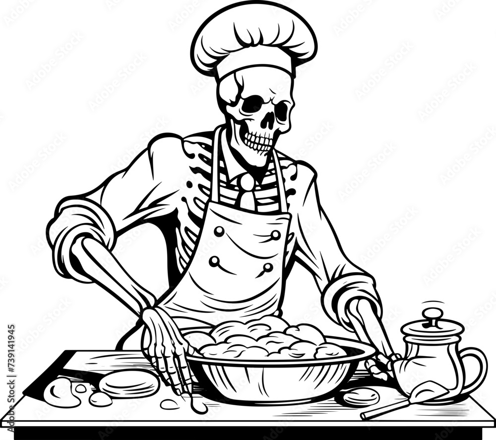 Vetor de Skeleton Baker SVG, Skeleton Cook SVG, Skeleton Kitchen svg ...