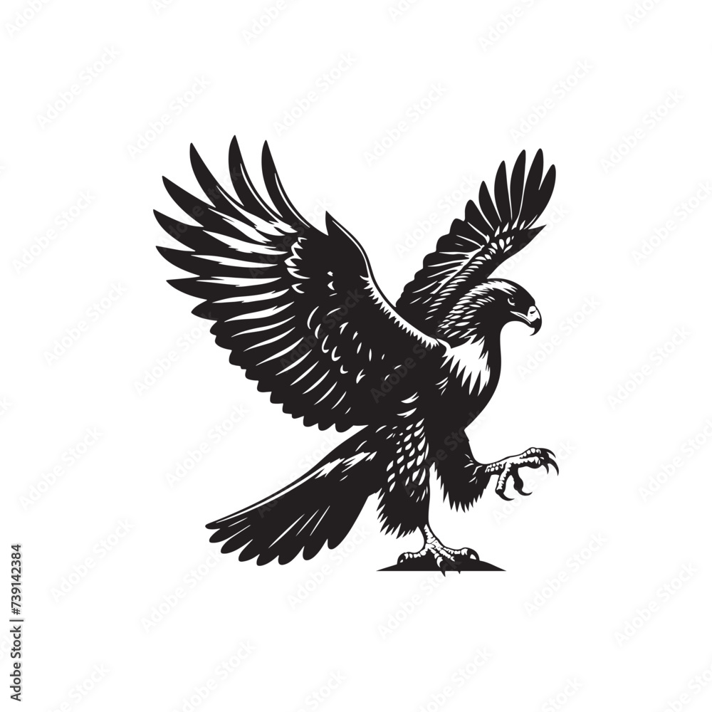 Celestial Guardian: Hawk Silhouette in Night Sky under the Moon - Hawk ...