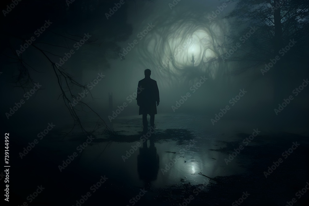 Chillingly atmospheric still capturing ghostly horror in a cinematic ...