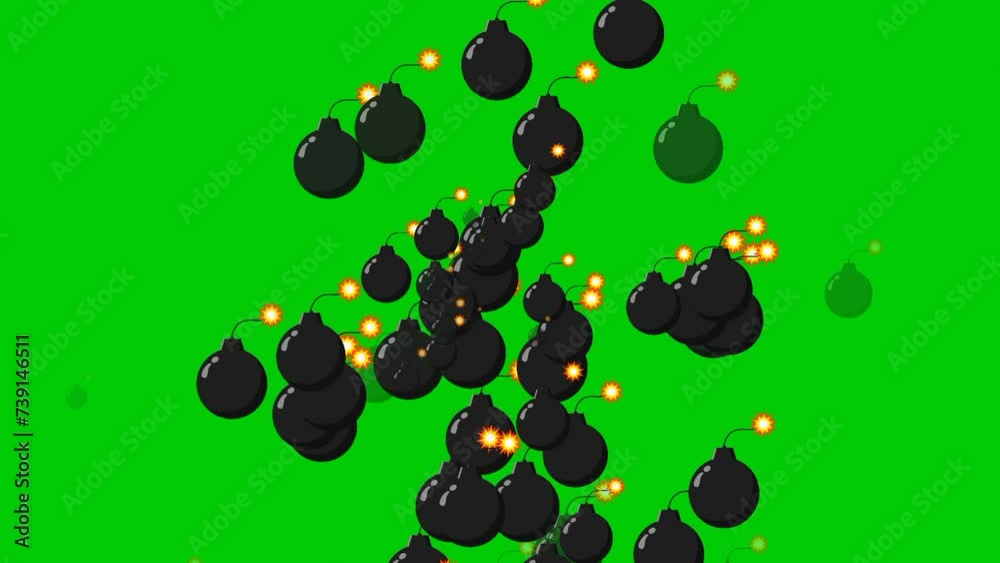 Explosive. Animation of a bomb explosion on a green screen background ...