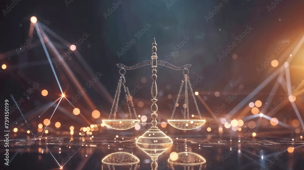 Iconic Law and Justice Symbol, Classic Balanced Scales Against ...