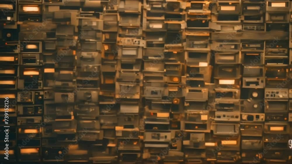 a detailed look at a 1970s style control panel and vintage monitors ...