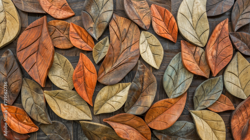 Artistic Wooden Wall Panel Featuring Stylized Leaves, Modern Decorative ...