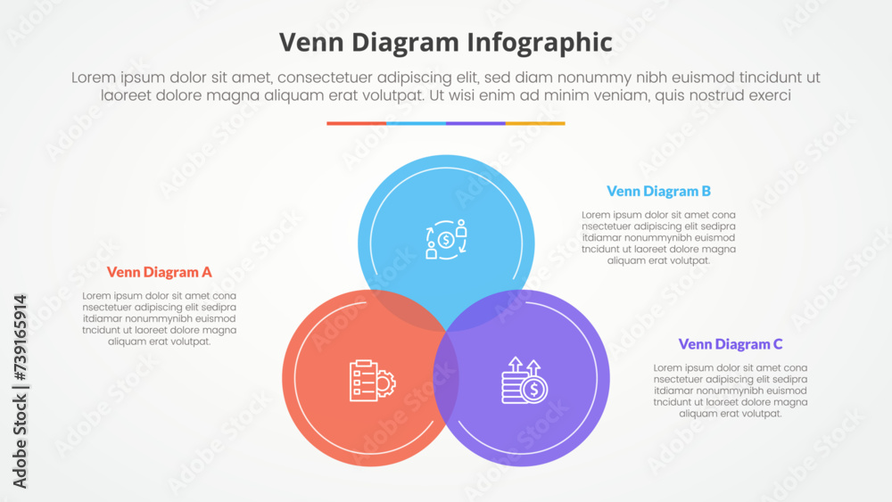 venn diagram infographic concept for slide presentation with big circle ...