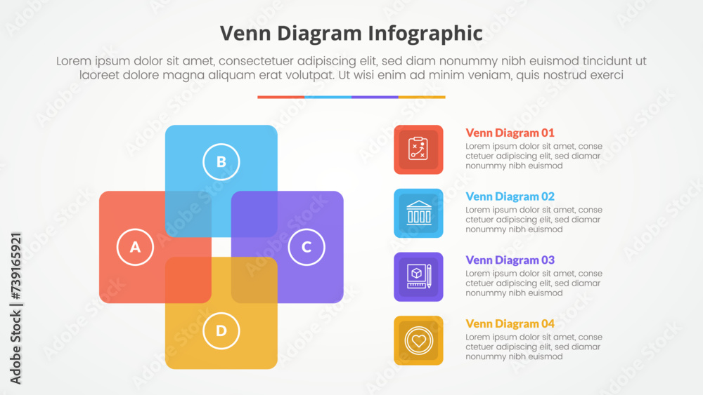 venn diagram infographic concept for slide presentation with round ...