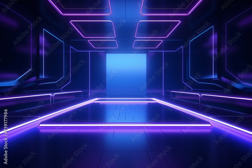 Futuristic metaverse empty room product display Stock Illustration ...