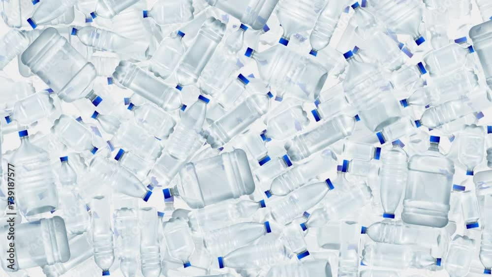 Animated plastic bottles background. Background filled with transparent ...