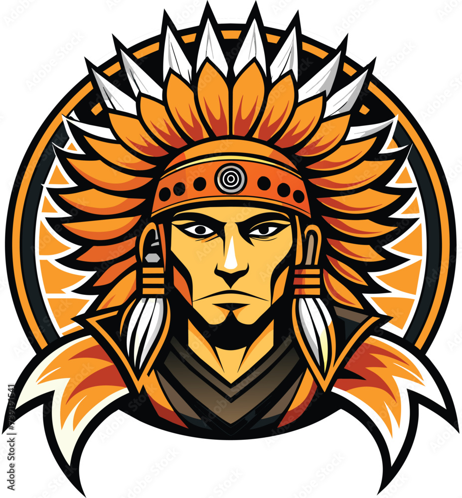 native man mascot logo, native man vector art, Indian Warrior Mascot ...