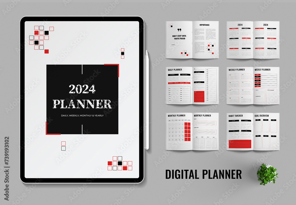 Planner Layout Design Template 2024 Stock Template | Adobe Stock