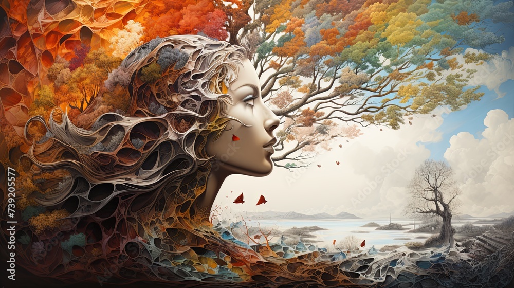 Surreal Masterpiece Depicting the Changing Seasons in Human Life Stock ...