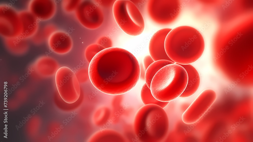 Macroscopic flow of red blood cells flowing through an artery Stock ...