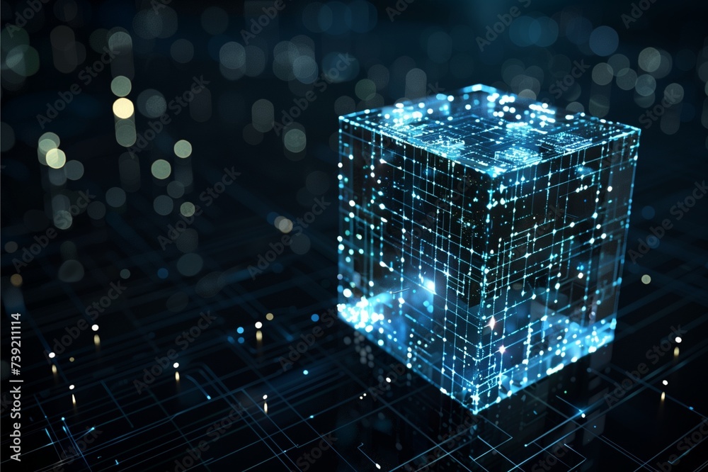 A visualize software code connection of cube database with black cube ...