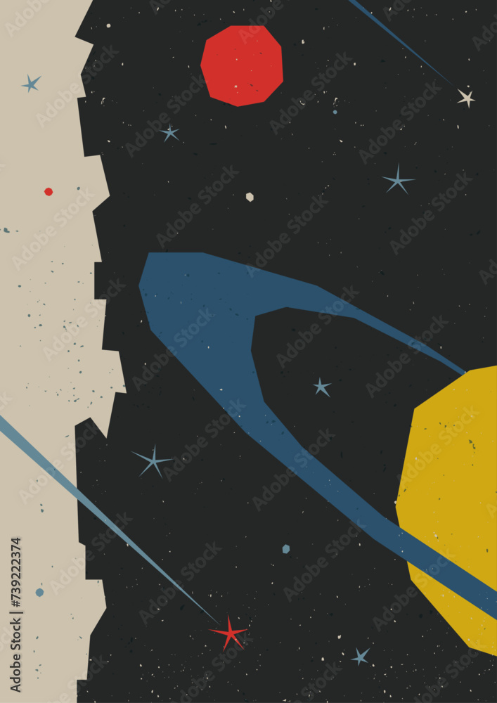Abstract Space Illustration 1950s - 1960s Space Age Posters Style ...