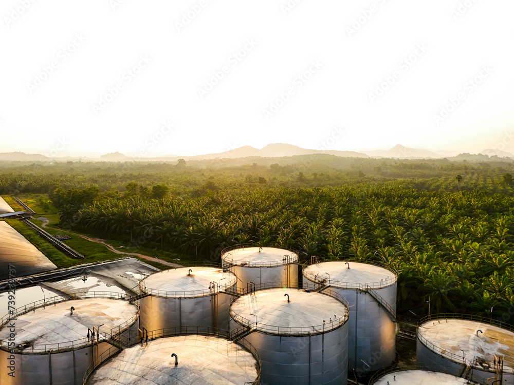 Aerial view Oil storage tank In industrial areas. Crude oil storage ...