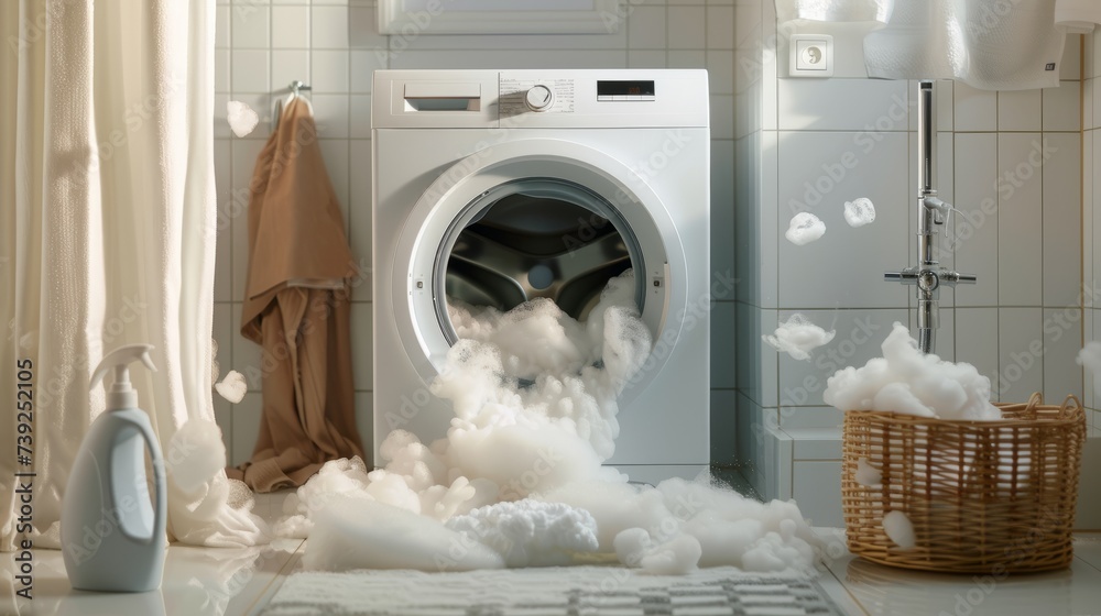 Advertising - product photo of open washing machine with color linen ...