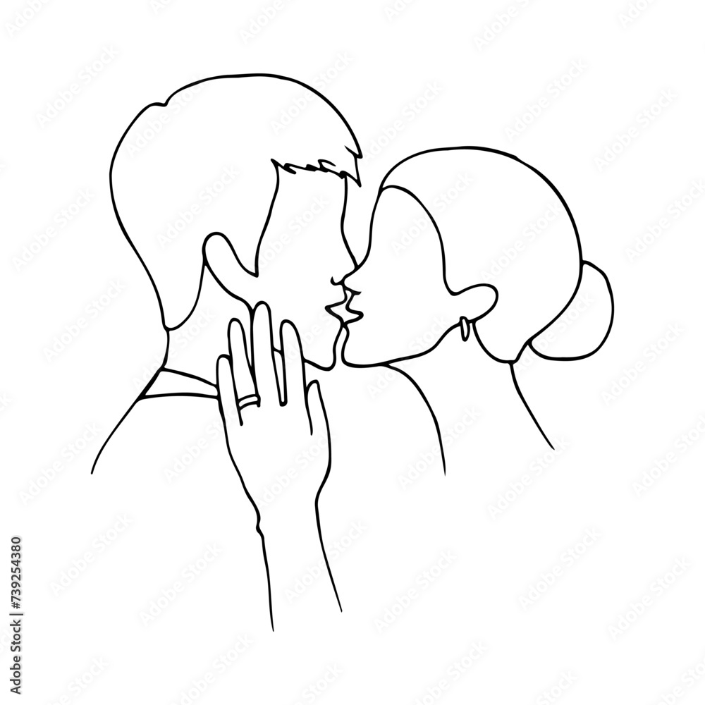 woman and man almost kiss, the woman's left hand with a ring on the ...
