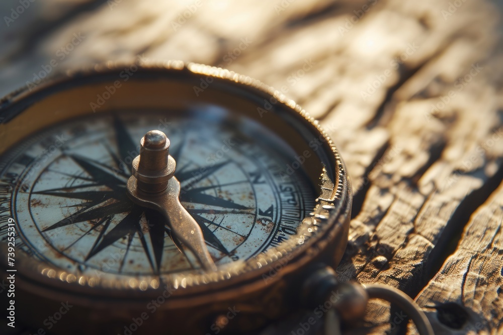 Graphic visualization of a compass needle pointing towards historical ...