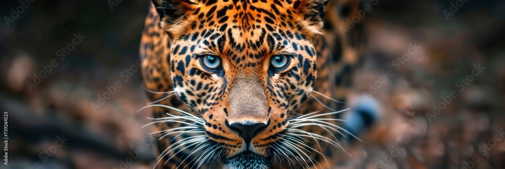 Intense Leopard Gaze - Close-up of a wild leopard with a piercing gaze ...