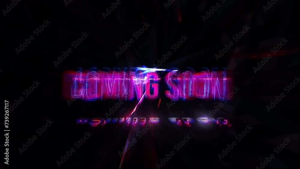 Coming Soon glow pink neon abstract lightning text cinematic animation ...