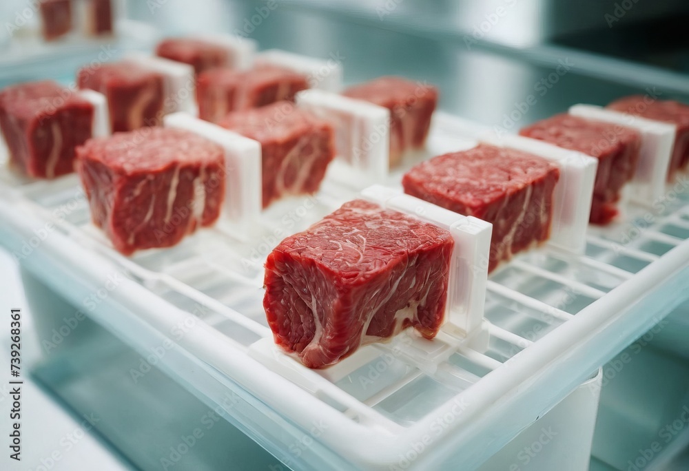 Meat sample plastic cell culture dish in modern laboratory or ...