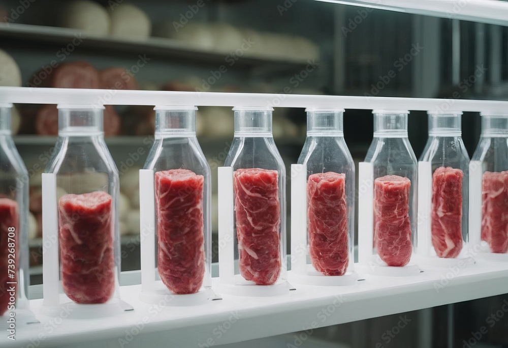 Meat sample plastic cell culture dish in modern laboratory or ...