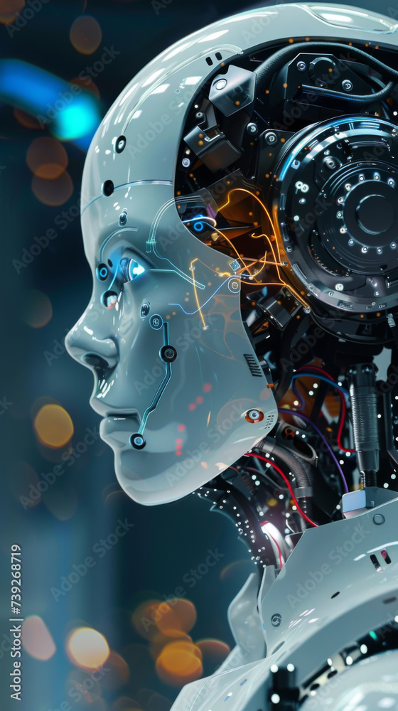 Cybernetic Face of Technology - A highly detailed robotic face that ...