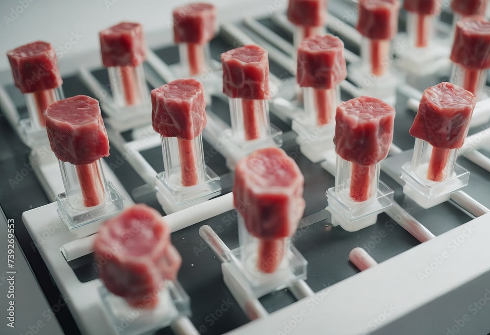 Meat sample plastic cell culture dish in modern laboratory or ...