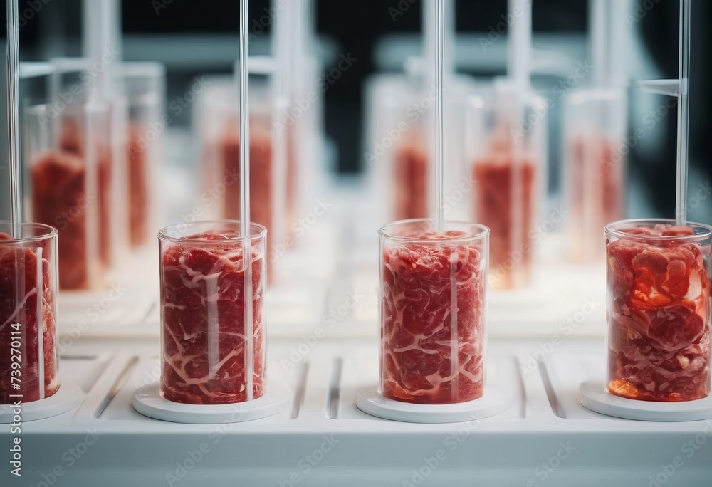 Meat sample plastic cell culture dish in modern laboratory or ...